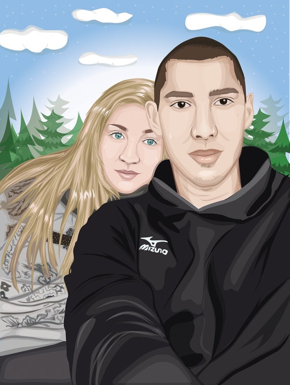 Custom Cartoon Portrait From Photo Digital Portrait - Etsy