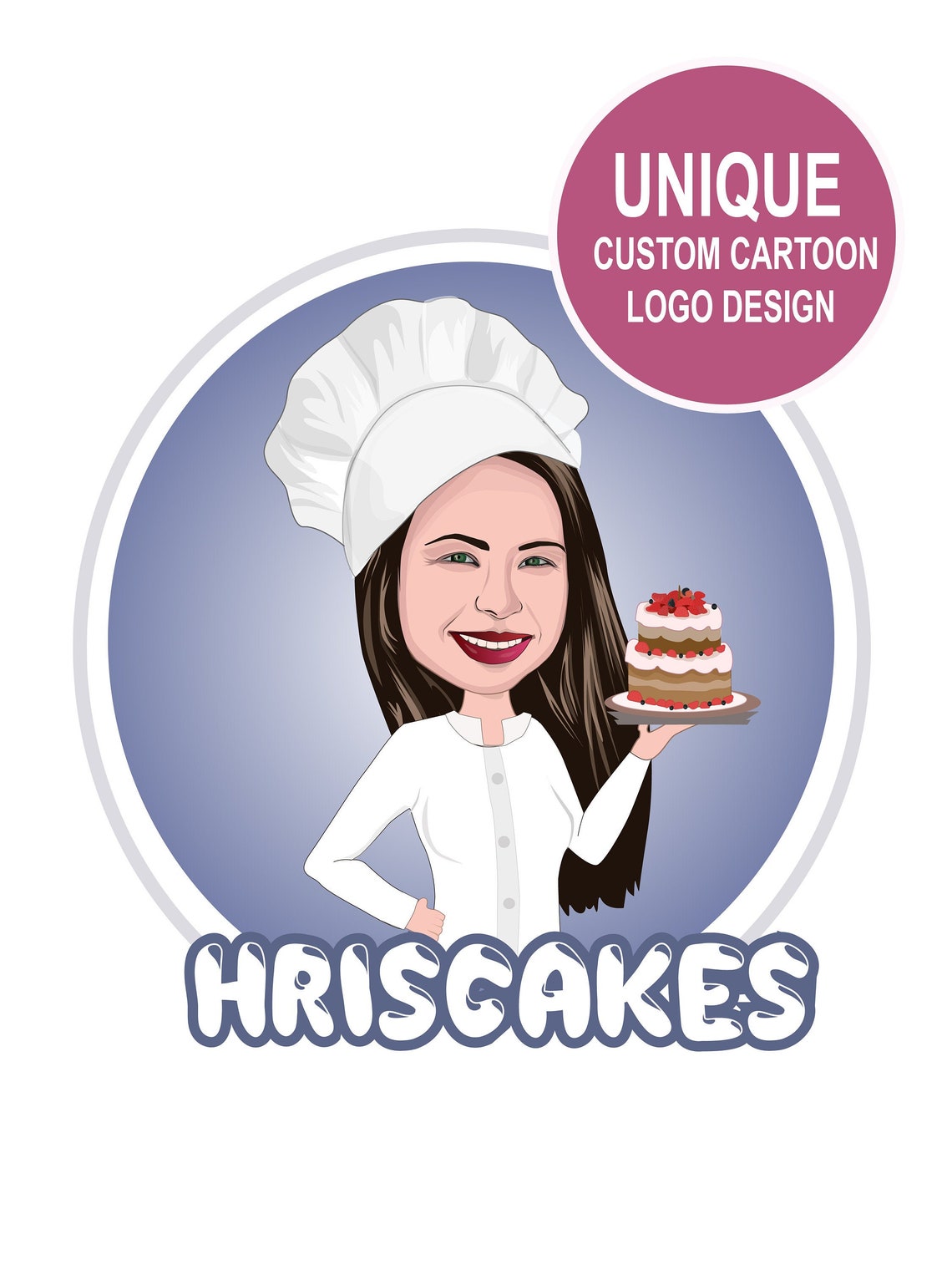 Baker Cartoon Caricature Logo Portrait Custom Bakery Logo | Etsy