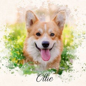 Custom Pet Portrait, Digital Watercolor Pet Portrait, Watercolor Effect ...