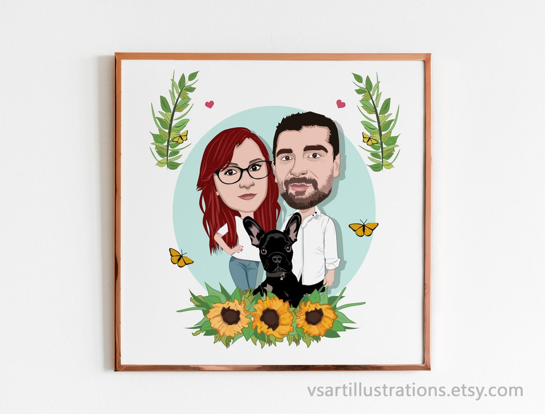 Custom Couple Illustration, Digital Portrait, Couple Drawing From Photo ...