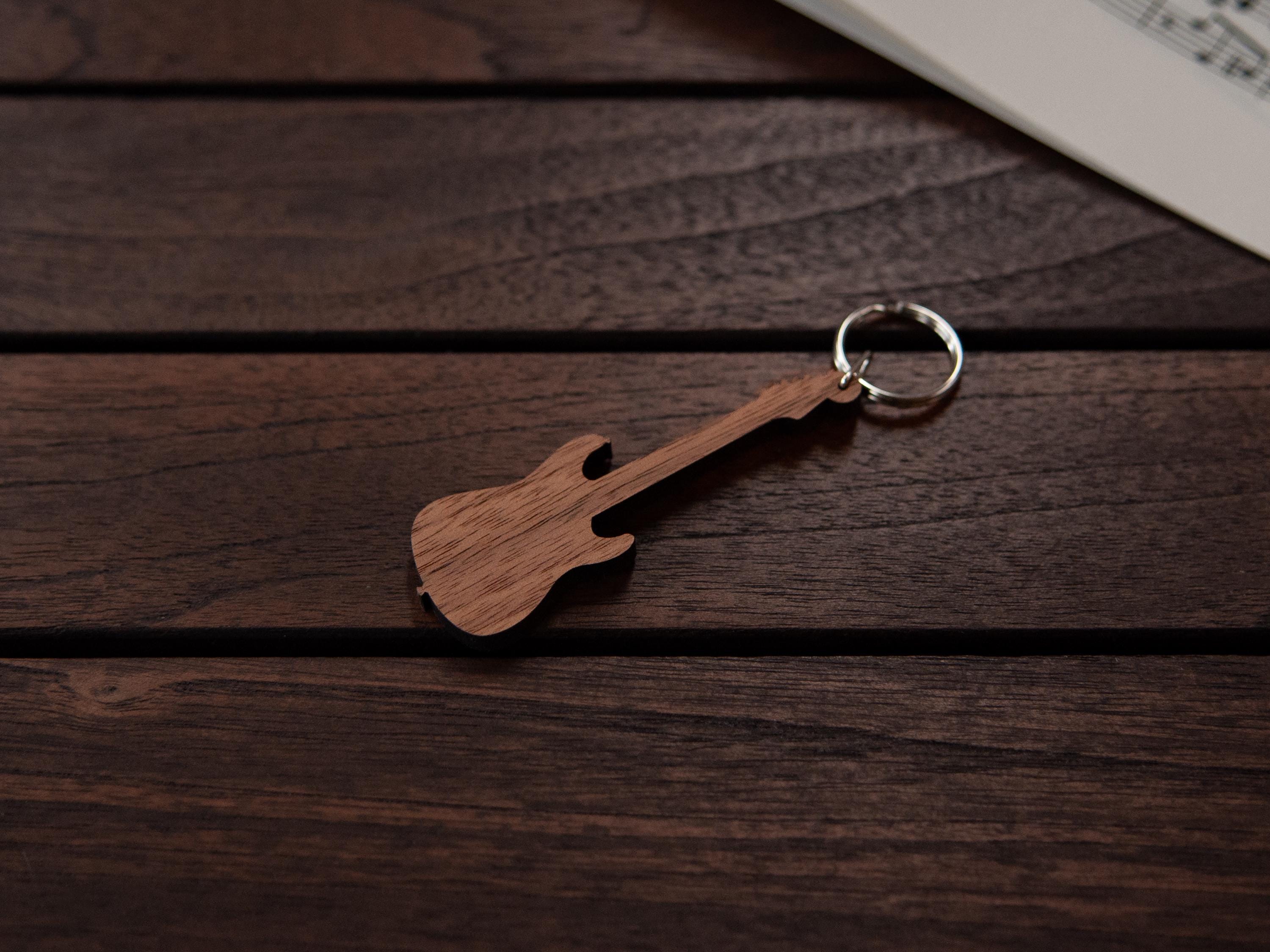 Personalized Electric Guitar Keychain Walnut / Guitar Gift ...