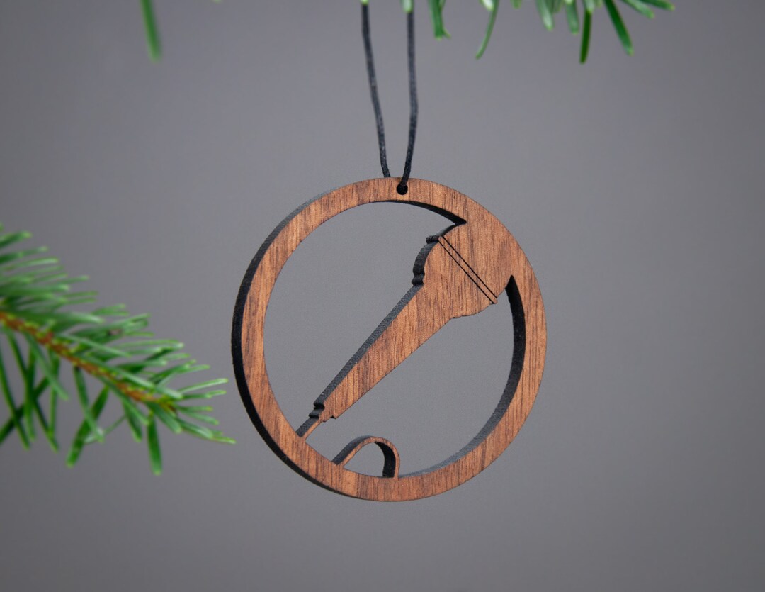 Microphone Christmas Ornament Walnut / Singer Gift / Personalized ...