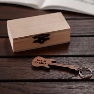 Personalized Electric Guitar Keychain Walnut / Guitar Gift ...