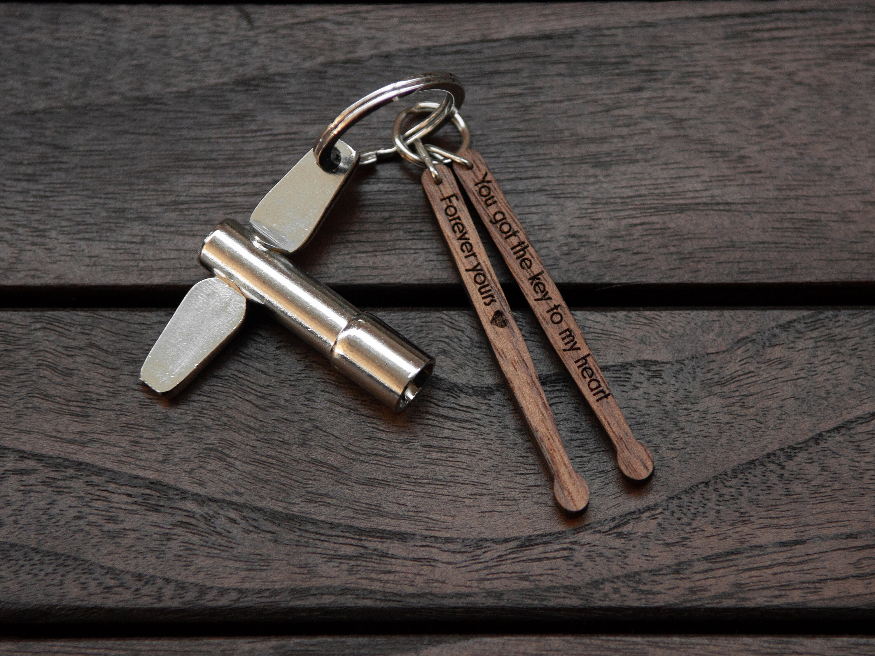 Drum Key With Personalized Drumstick Keychain Walnut / Personalized ...
