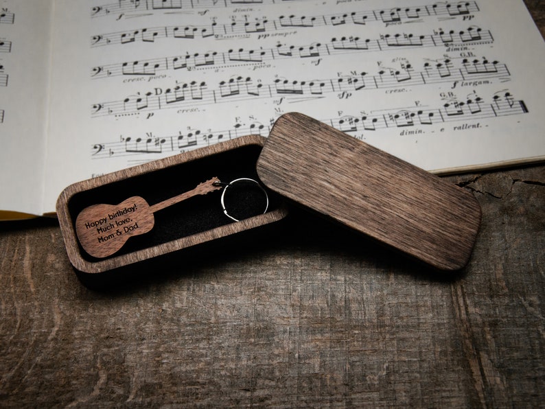 Personalized Guitar Keychain Walnut / Personalized Music Gift - Etsy