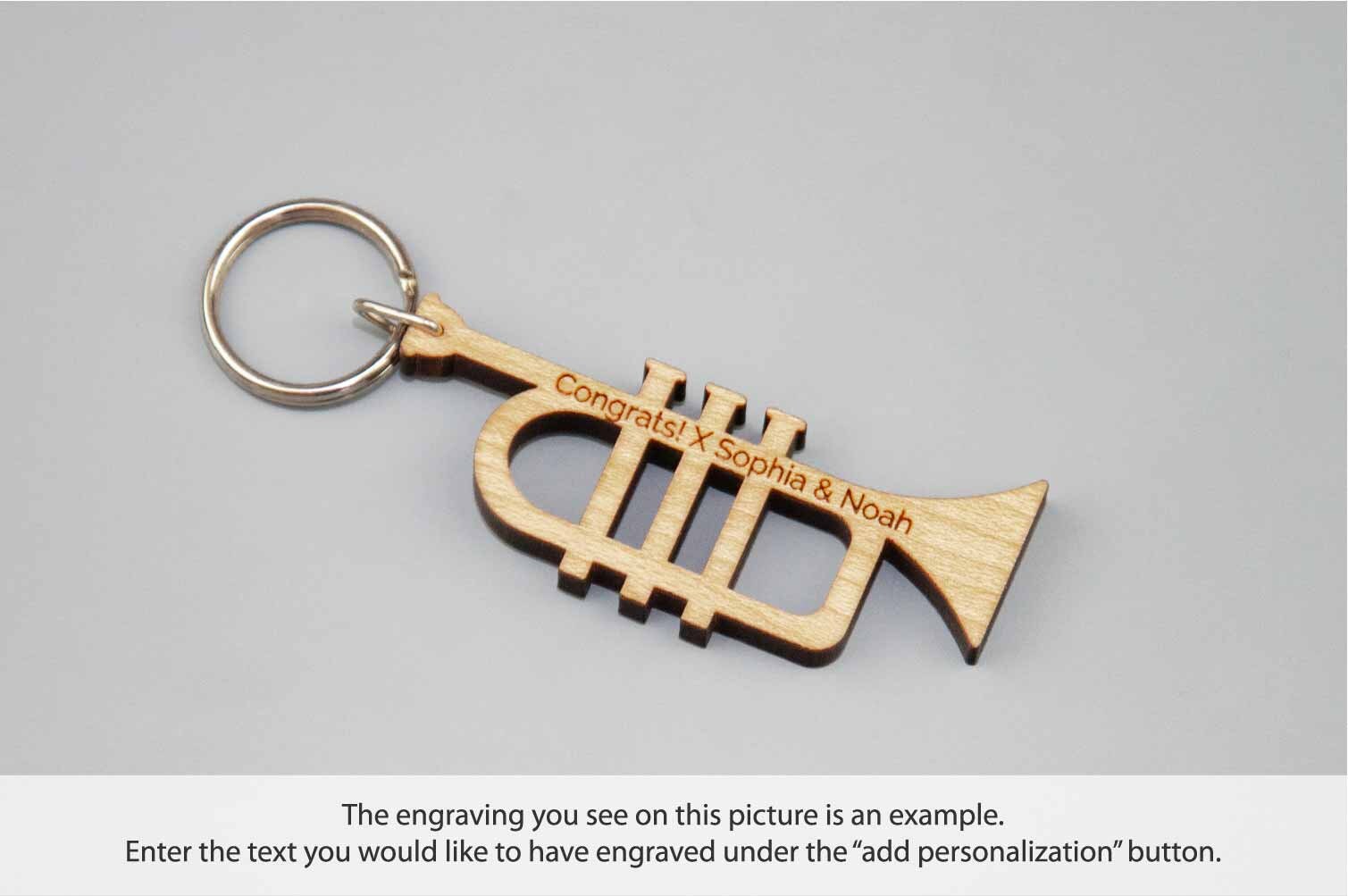 Personalized Trumpet Keychain Maple / Personalized Music gift | Etsy