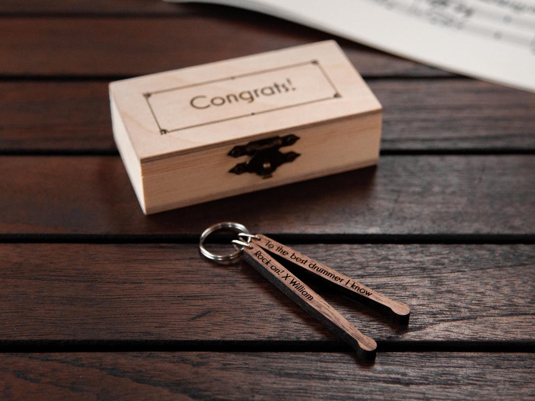 Personalized Drumstick Keychain Walnut / Personalized Drum Keychain ...