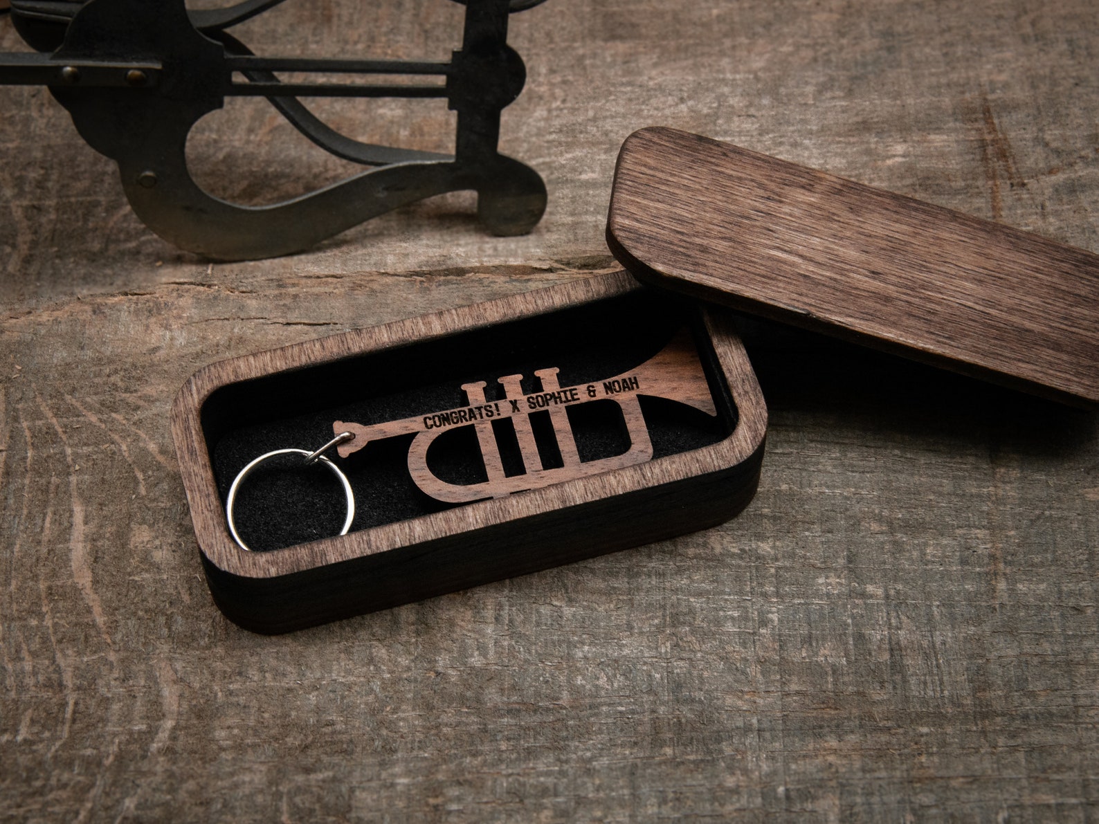 Personalized Trumpet Keychain Walnut / Personal Music Gift - Etsy