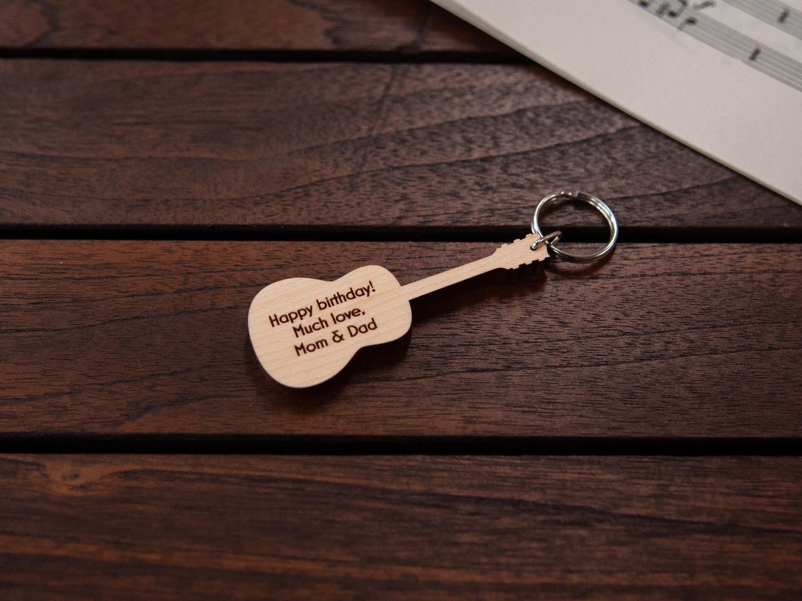 Personalized Guitar Keychain Maple / Guitar Gift / Personalized Music ...