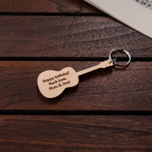 Personalized Guitar Keychain Maple / Guitar Gift / Personalized Music ...