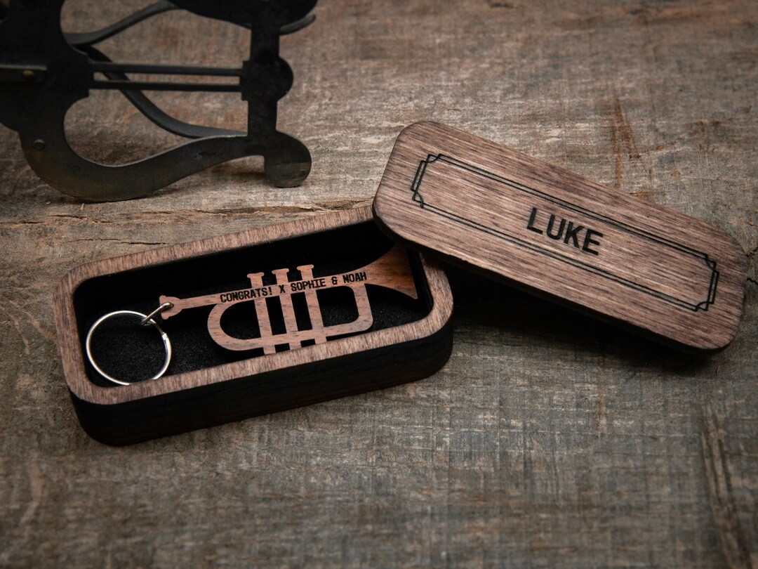 Personalized Trumpet Keychain Walnut / Personal Music Gift - Etsy