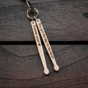 Drum Key With Personalized Drumstick Keychain Maple / Personalized Drum ...
