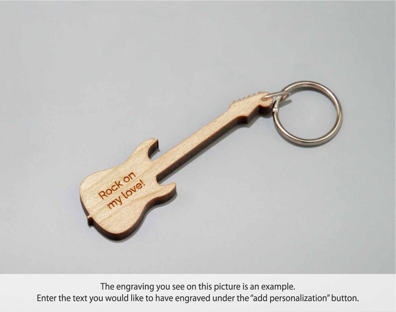 Personalized Electric Guitar Keychain Maple / Guitar gift / | Etsy