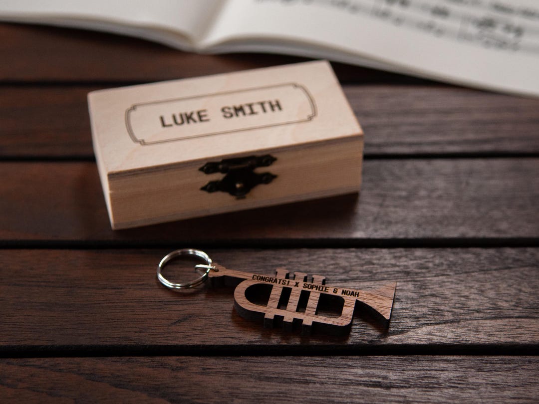 Personalized Trumpet Keychain Walnut / Personal Music Gift - Etsy