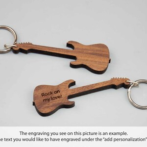 Personalized Electric Guitar Keychain Walnut / Guitar Gift / | Etsy