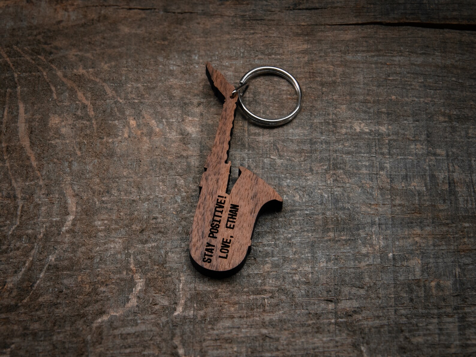 Personalized Saxophone Keychain Walnut / Personalized Music - Etsy