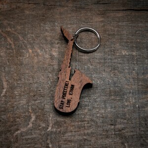 Personalized Saxophone Keychain Walnut / Personalized Music Gift - Etsy