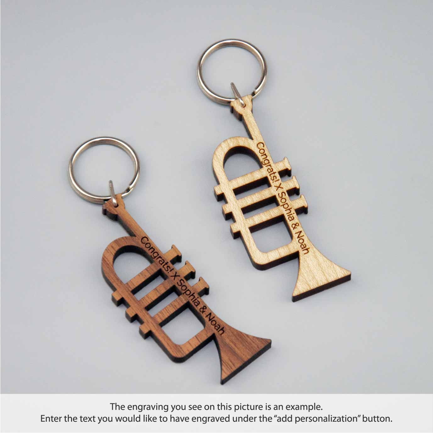 Personalized Trumpet Keychain Maple / Personalized Music gift | Etsy