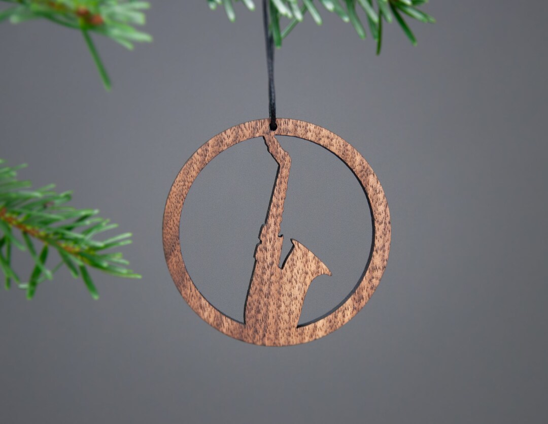 Saxophone Christmas Ornament Walnut / Saxophone Gift / Personalized ...