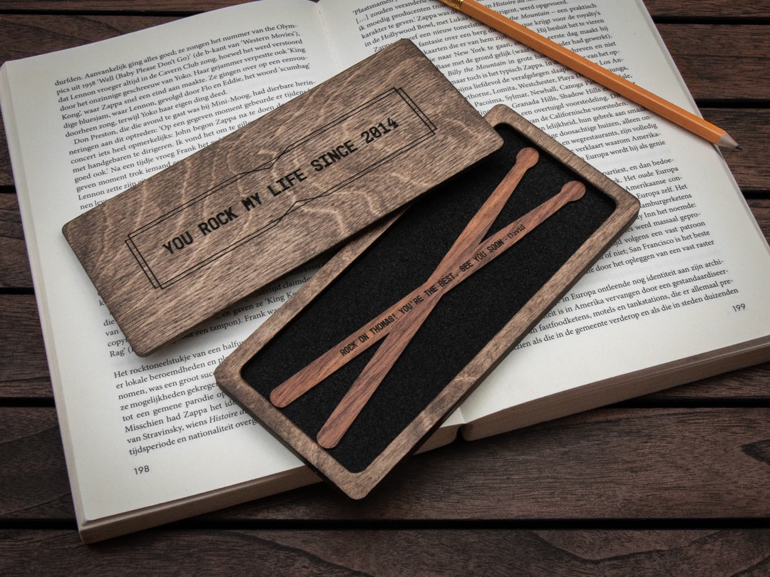 Drumsticks Bookmark Walnut / Personalized Drum Gift - Etsy