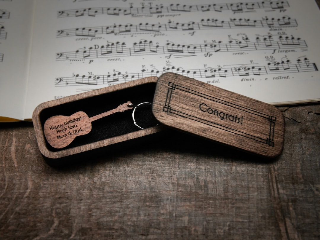 Personalized Guitar Keychain Walnut / Personalized Music Gift / Music ...