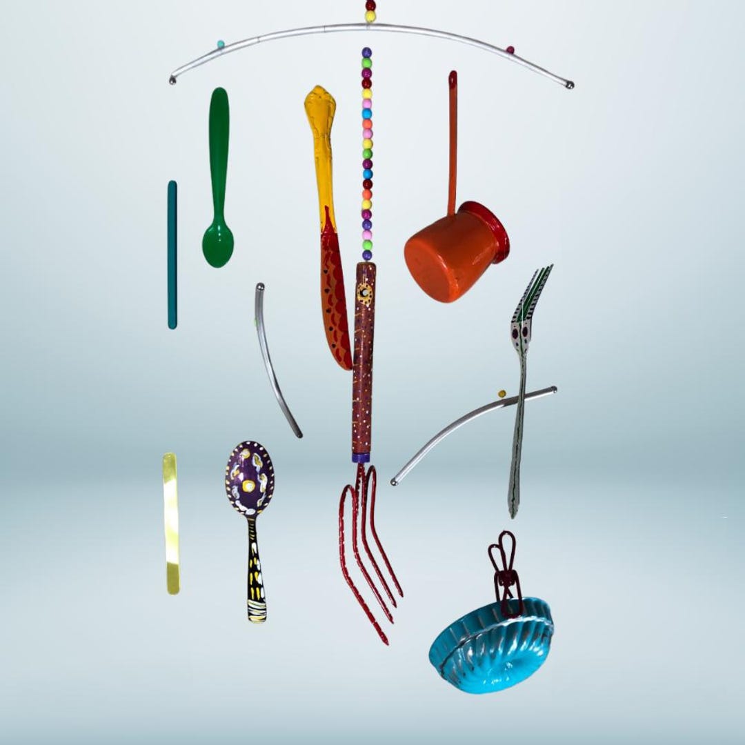 Kitchen Utensils, Handmade Kitchen Decor, Kitchen Utensil Mobile ...