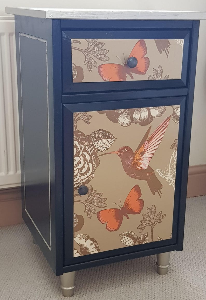 Up-cycled Bedside Table With Tropical Theme - Etsy UK