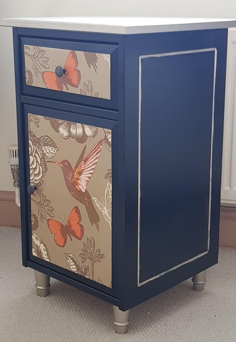 Up-cycled Bedside Table With Tropical Theme - Etsy UK