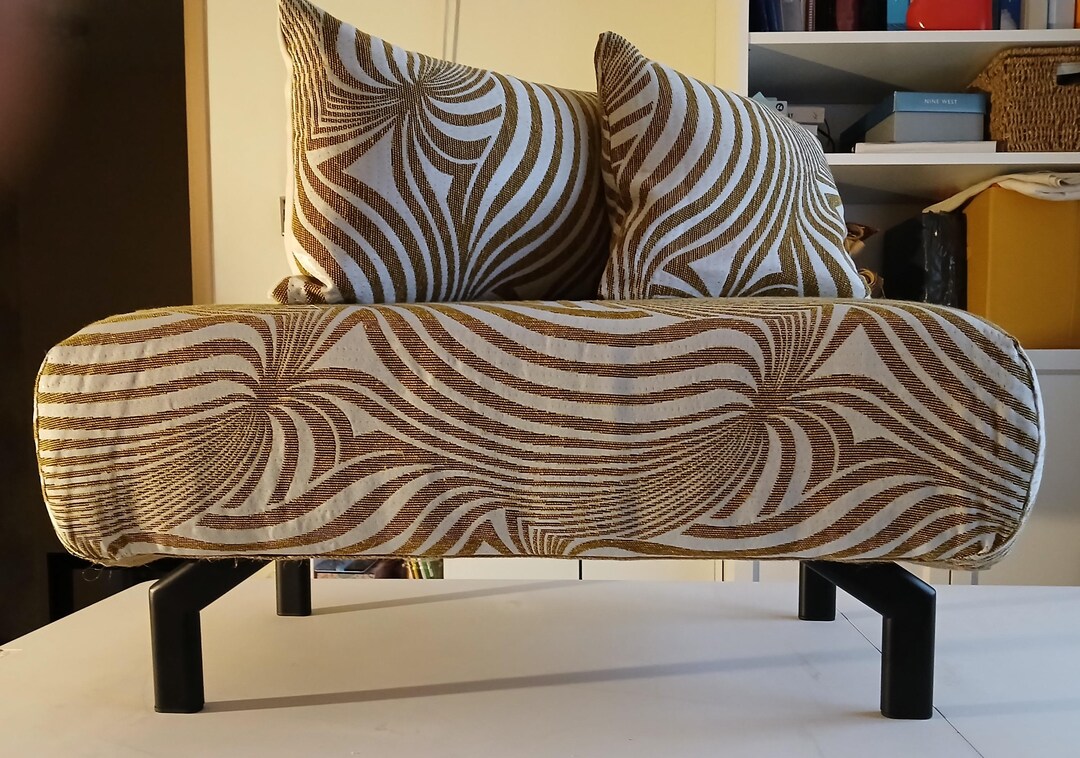 Funky Mustard Zebra Strip Ottoman/footstool - Etsy