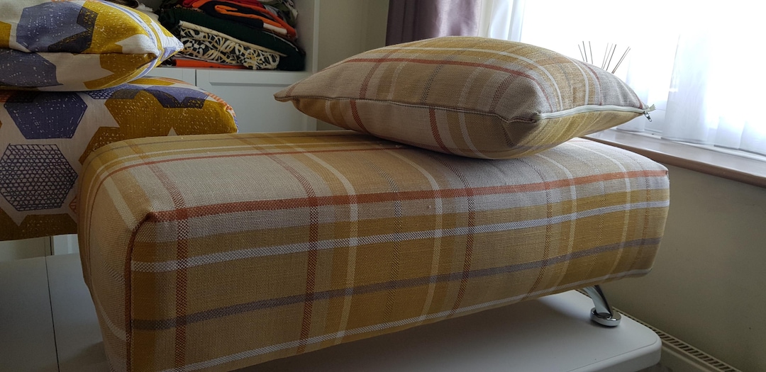 Funky Checked Footstool With Matching Cushion Cover - Etsy UK