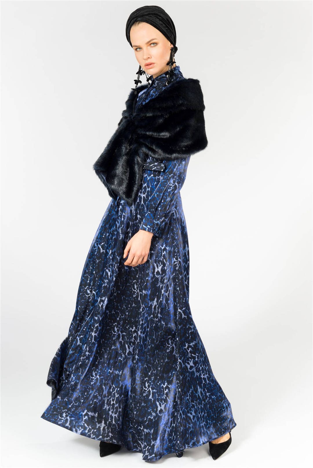 Blue Leopard Belted Maxi Dress - Etsy