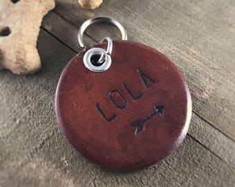 Leather dog tag | Etsy