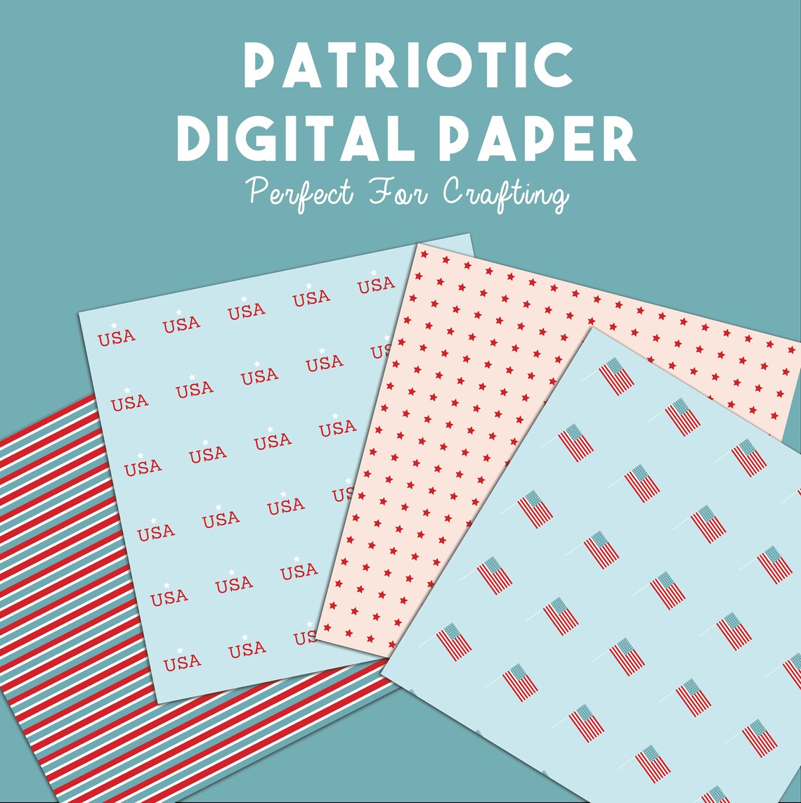 Fourth of July Digital Paper - Patriotic Paper - Printable Scrapbook ...