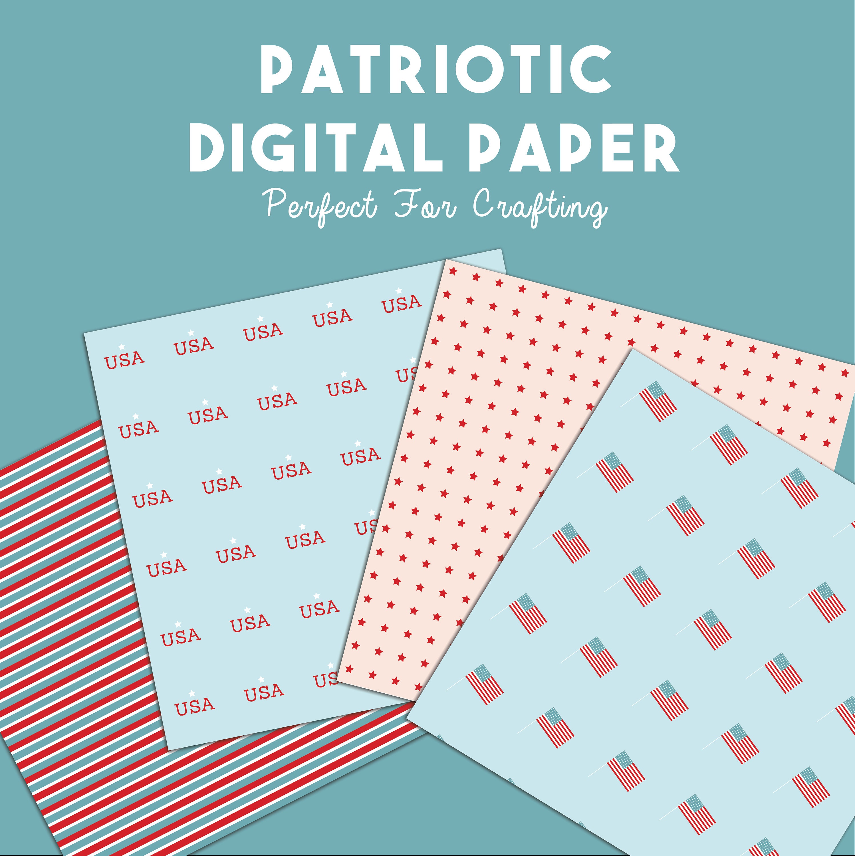 Fourth of July Digital Paper - Patriotic Paper - Printable Scrapbook ...