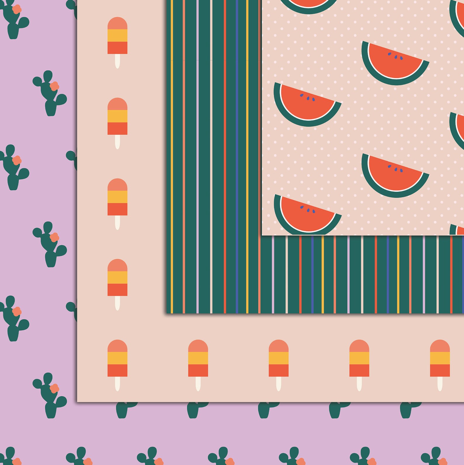 Summer Digital Paper Package - Printable Paper - Scrapbook- Fruit ...