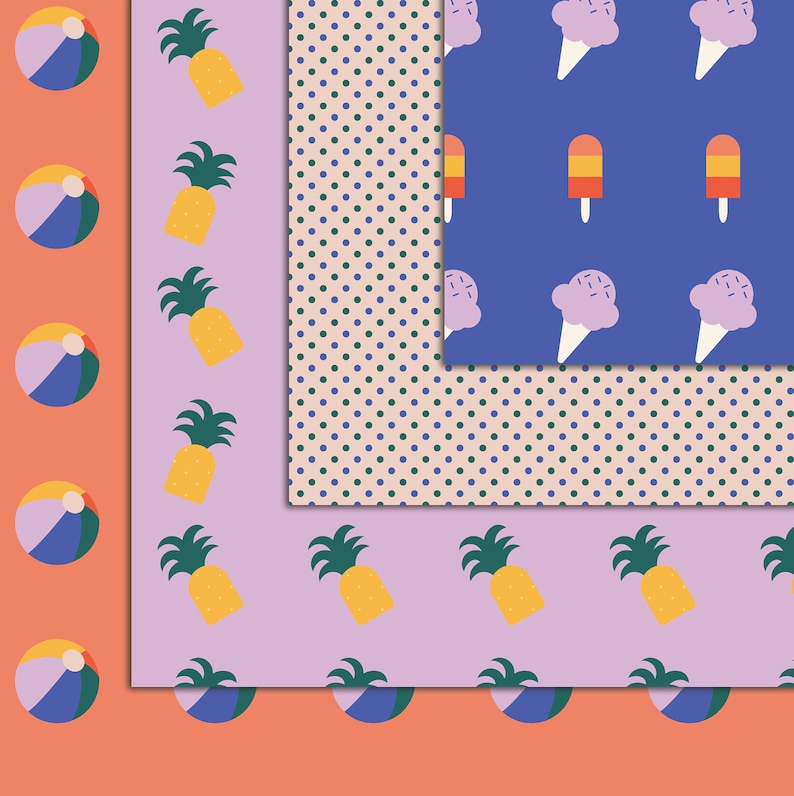 Summer Digital Paper Package - Printable Paper - Scrapbook- Fruit ...