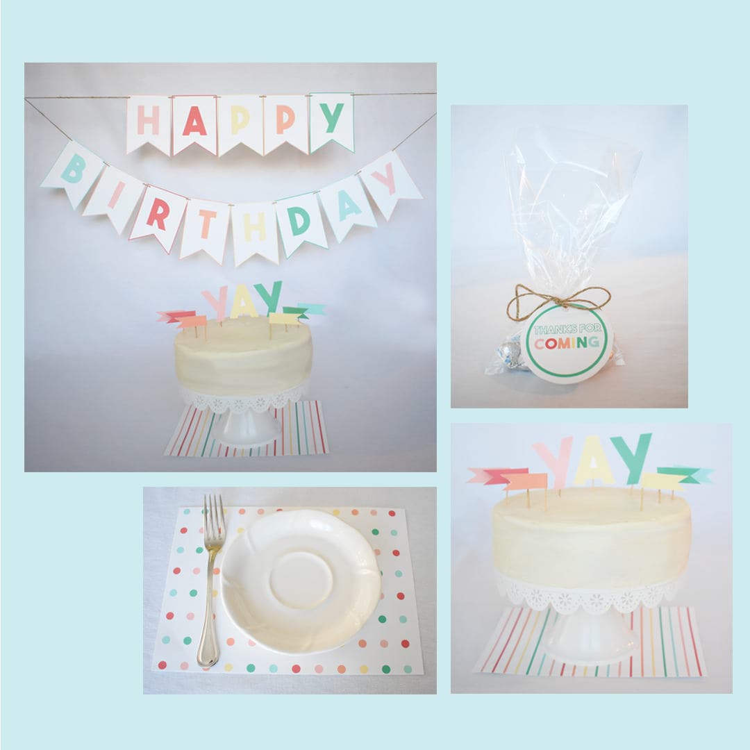 COLORFUL Birthday Decorations Package Printable, Happy Birthday Banner ...