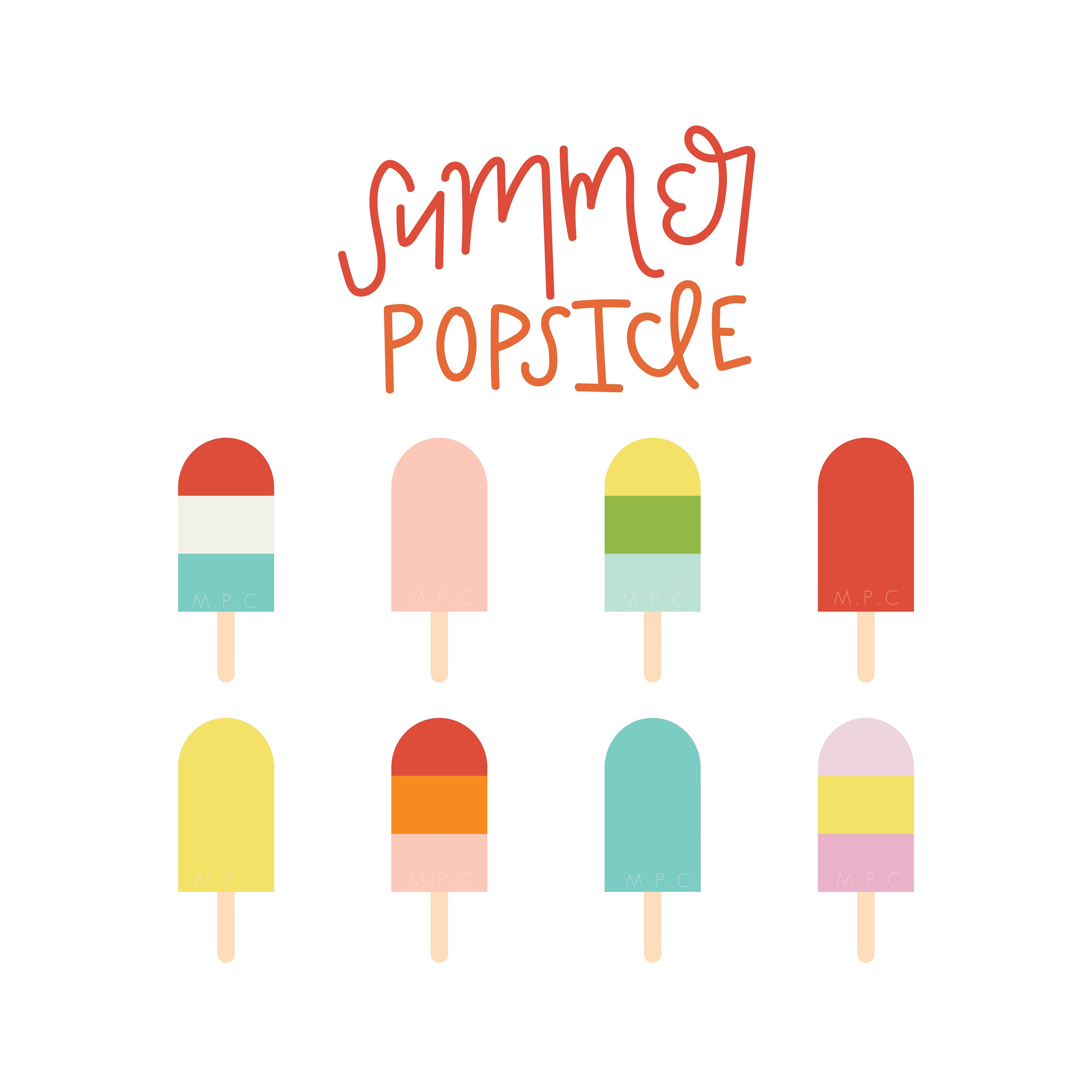Summer Popsicle Clipart - Digital Clip Art for Scrapbooking- Card ...