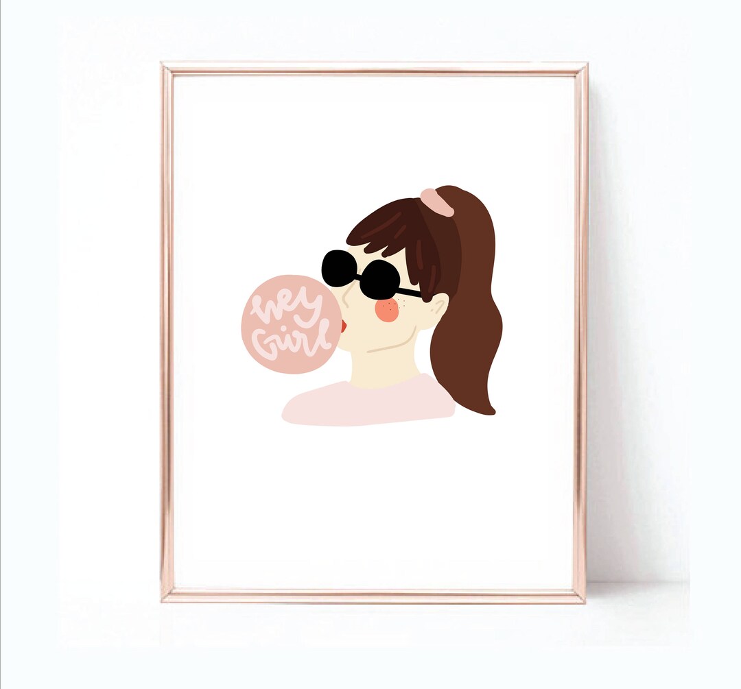 Hey Girl - Printable Illustration- Printable Art- Wall Art- Dorm Decor ...