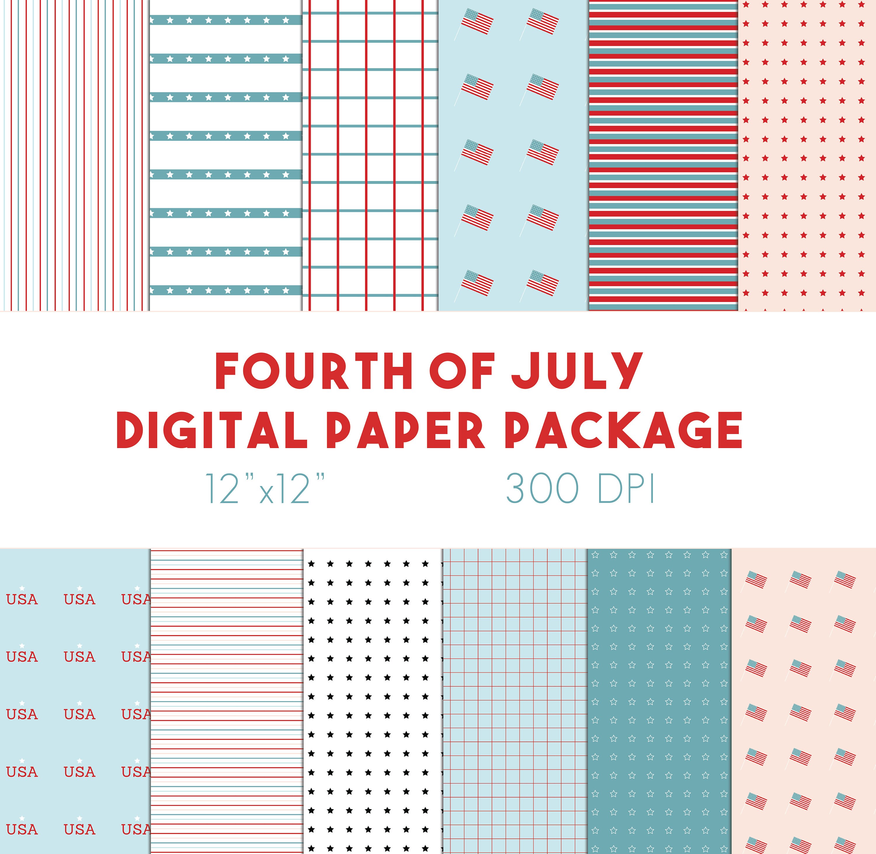 Fourth of July Digital Paper - Patriotic Paper - Printable Scrapbook ...