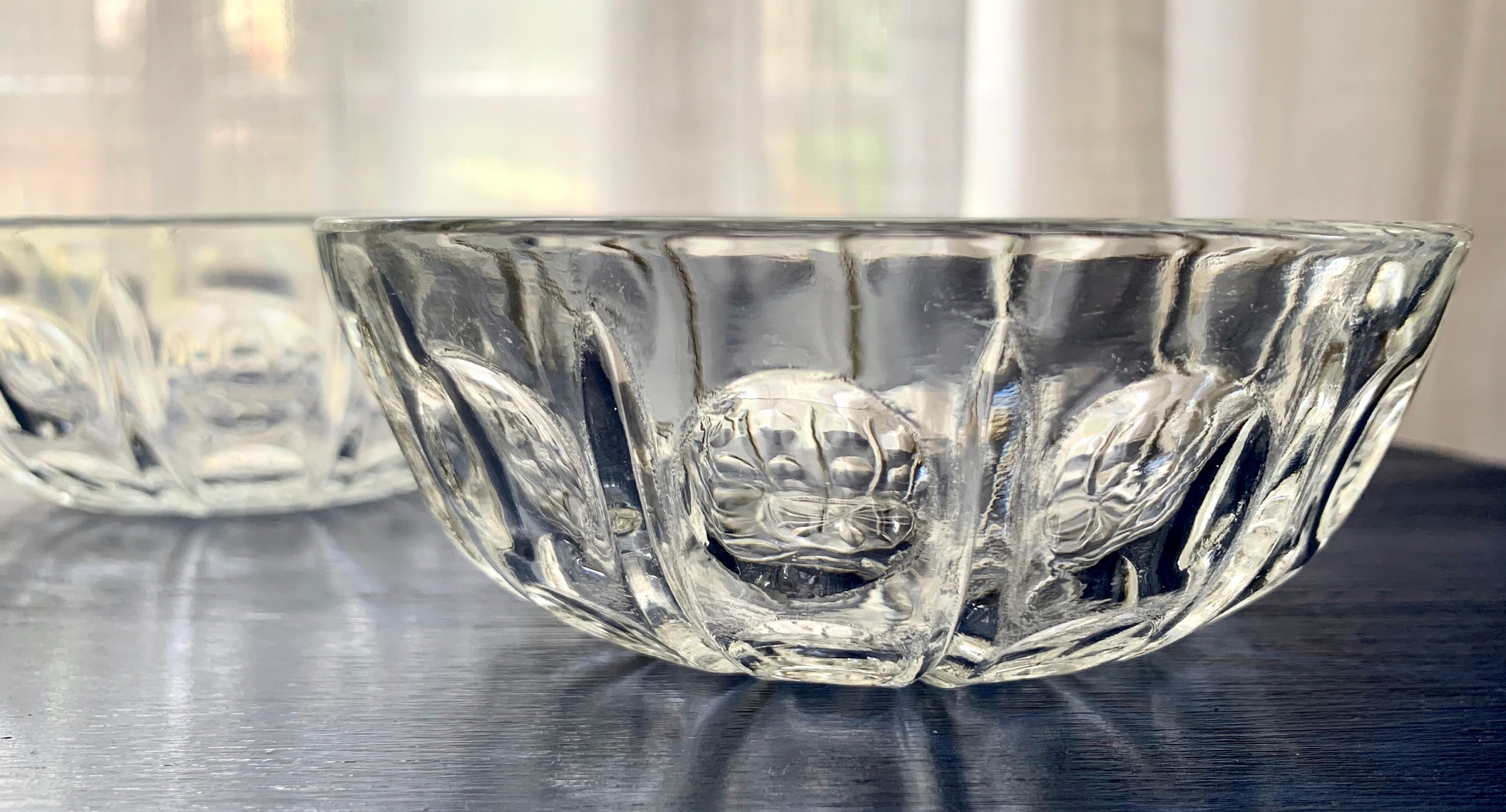 Clear Optic Glass Bowls Graduated Thumbprint Pattern Pet - Etsy