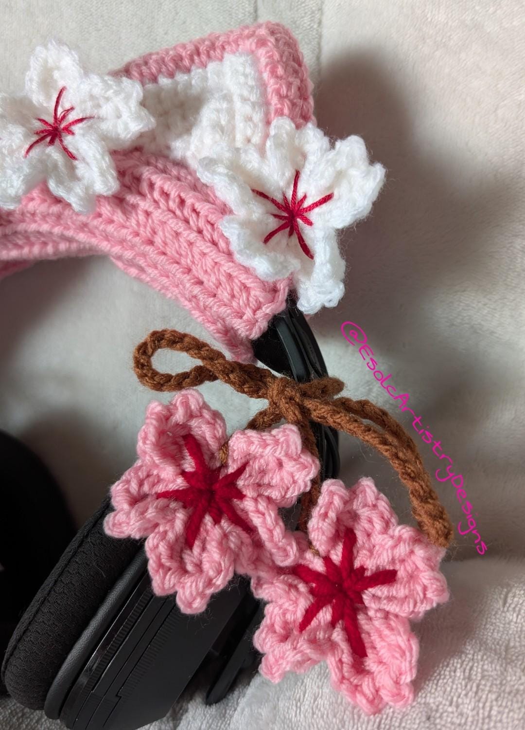 Crochet Headphone Charms | Flower Paw Print Moon Headset Accessories - Etsy