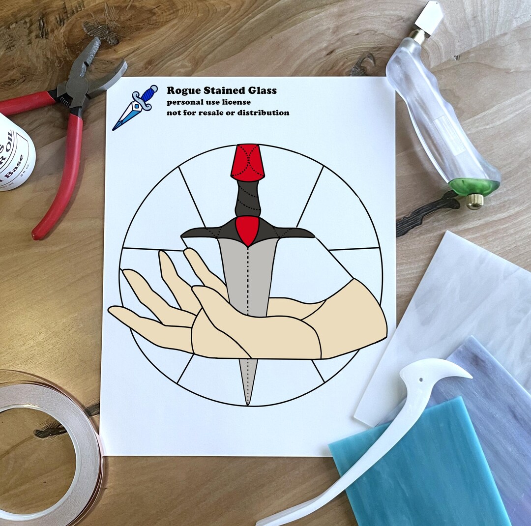 Dagger & Hand Stained Glass Pattern PDF - Dagger, Tattoo, Digital ...