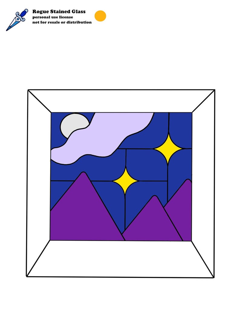 Night Sky Polaroid Stained Glass Pattern PDF Night Sky, Stars ...
