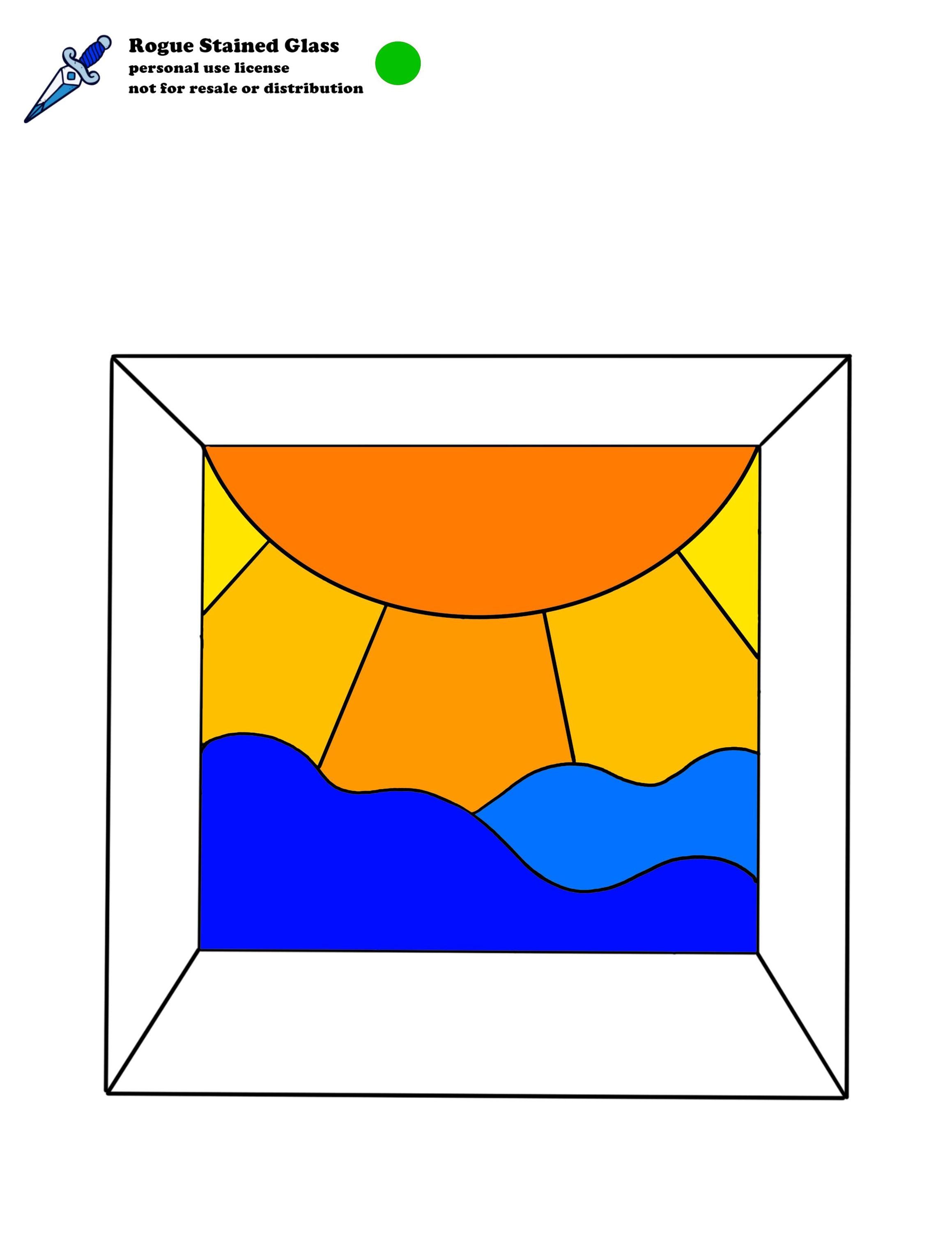 Sun and Waves Stained Glass Pattern PDF - Sun, Ocean, Dunes, Digital ...