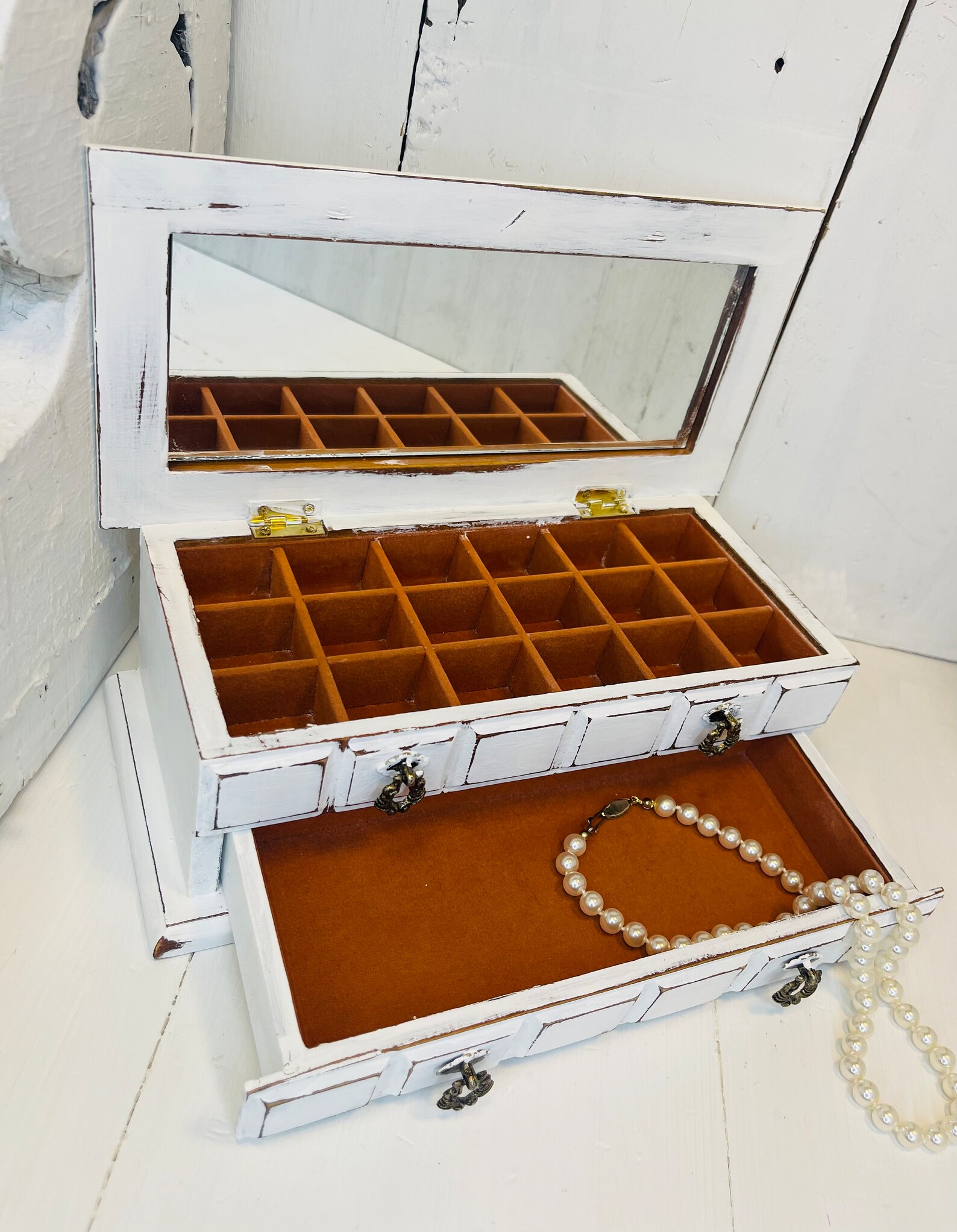 Upcycled Jewelry Box White Jewelry Box Retro Jewerly Box - Etsy