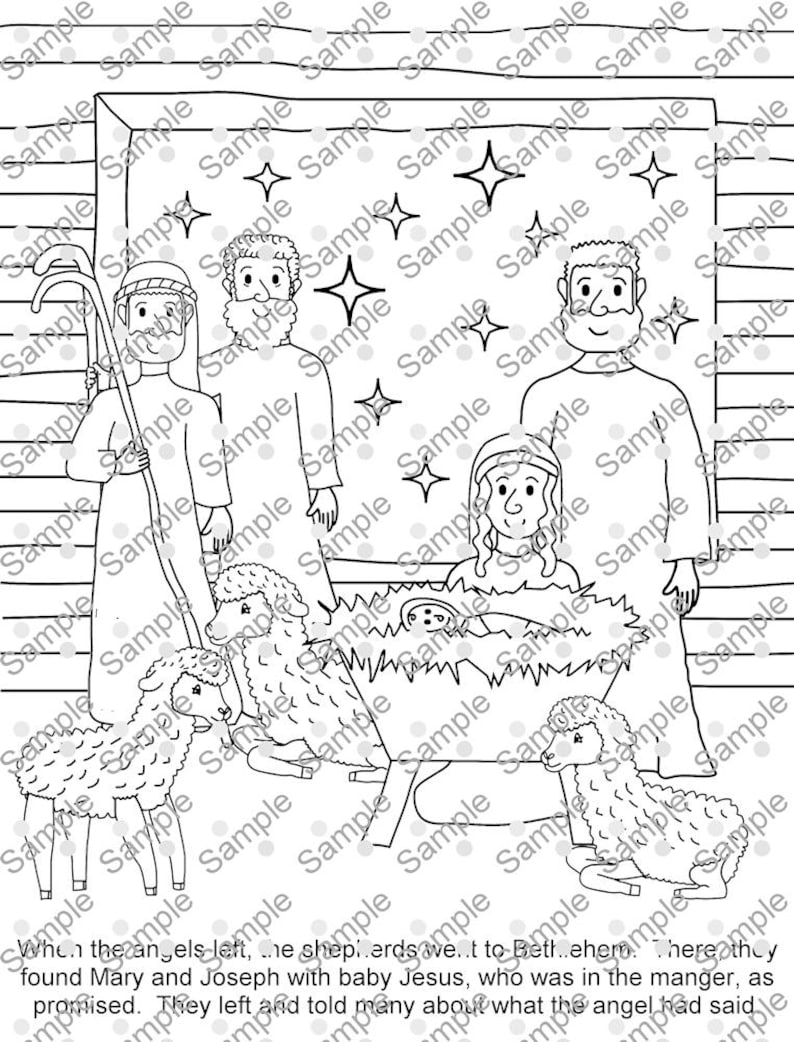 25 Coloring Pages - Birth of Jesus Story (with Words to Tell the Story ...