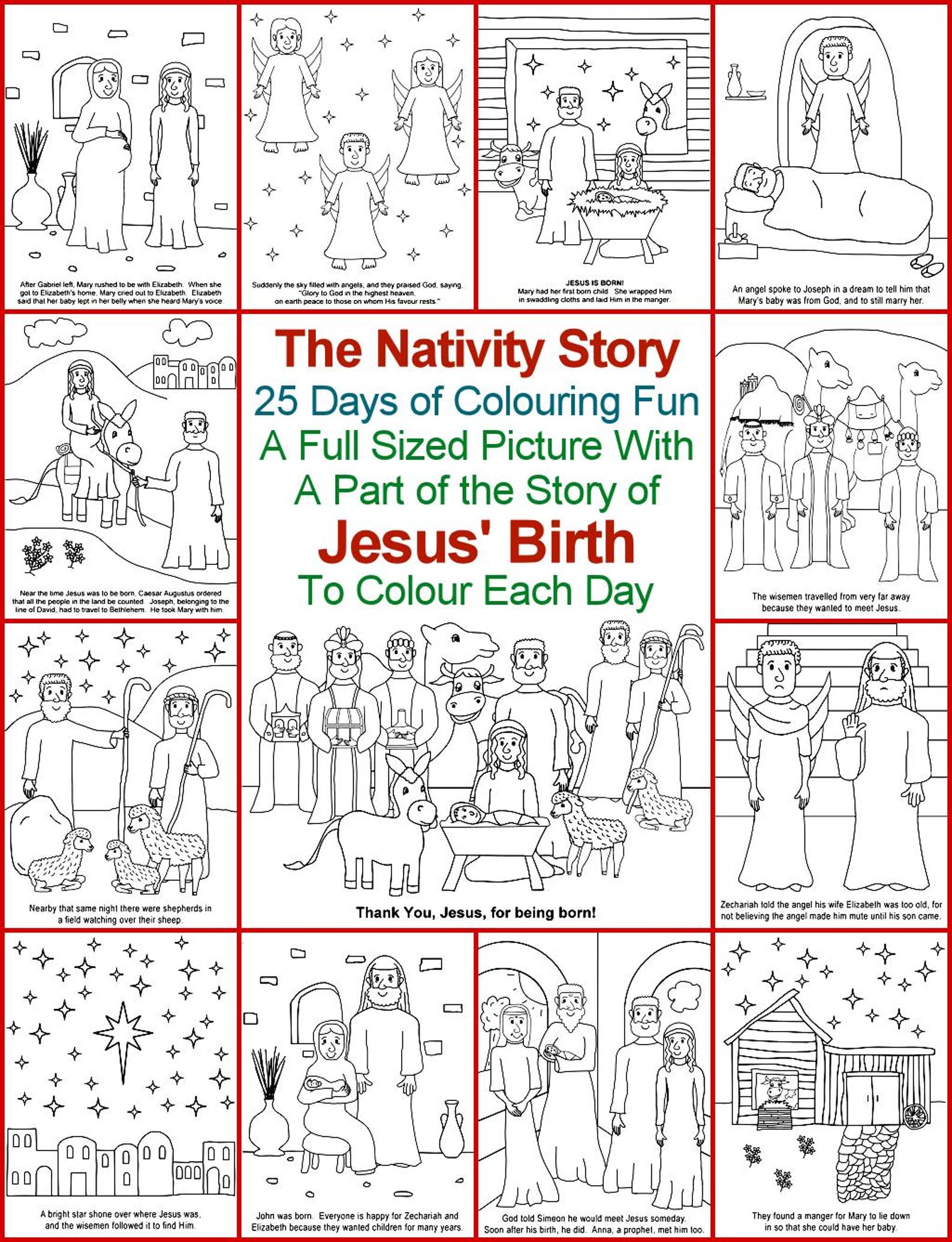 25 Coloring Pages - Birth of Jesus Story (with Words to Tell the Story ...