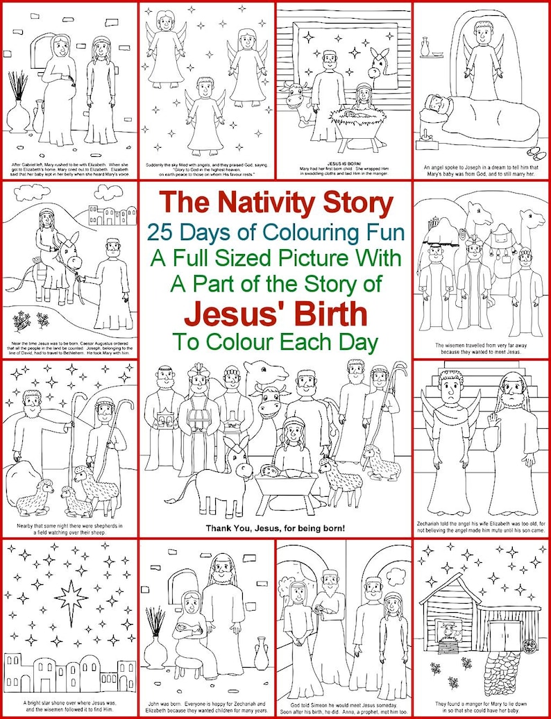 25 Coloring Pages - Birth of Jesus Story (with Words to Tell the Story ...
