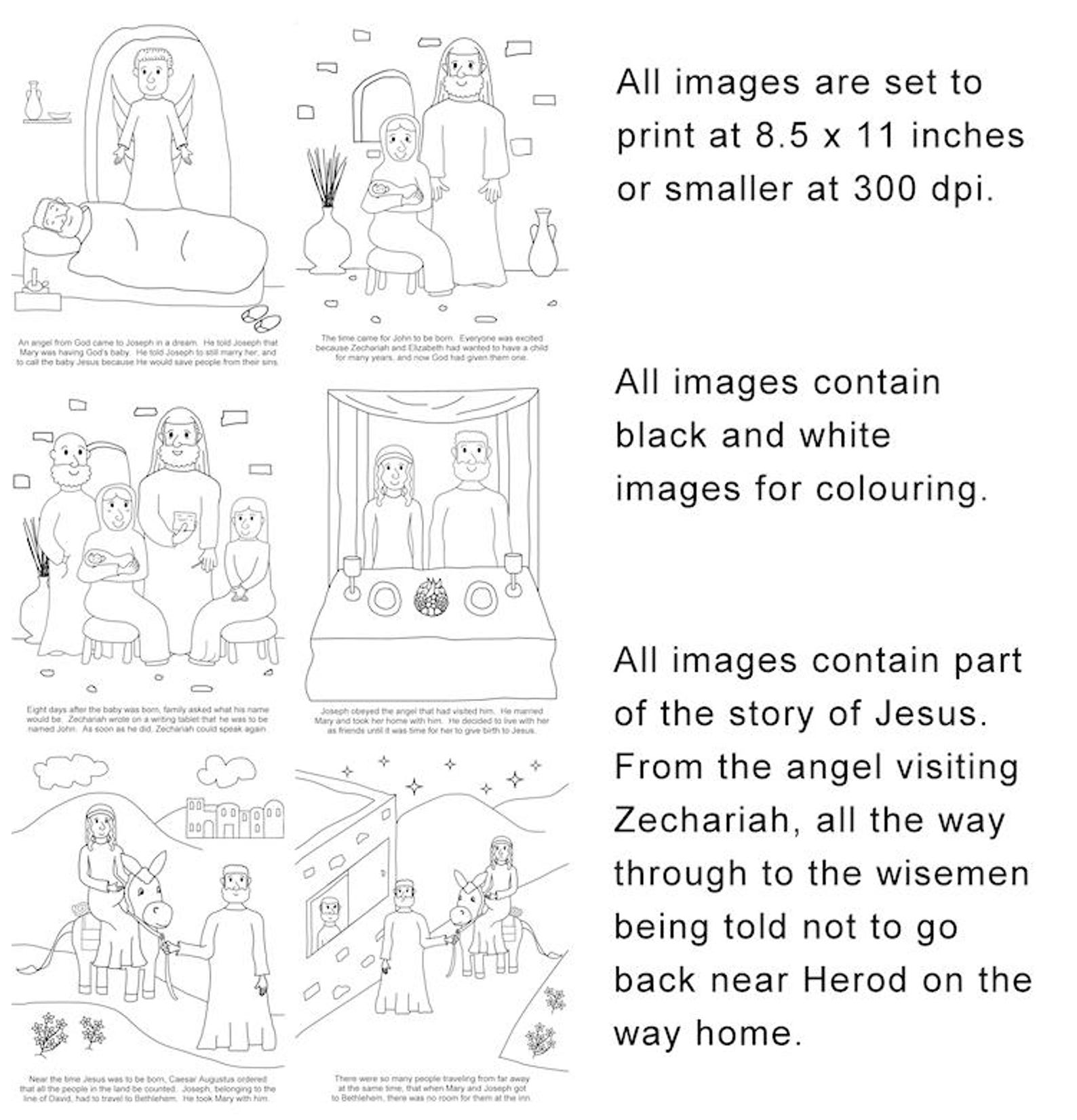 25 Coloring Pages - Birth of Jesus Story (with Words to Tell the Story ...